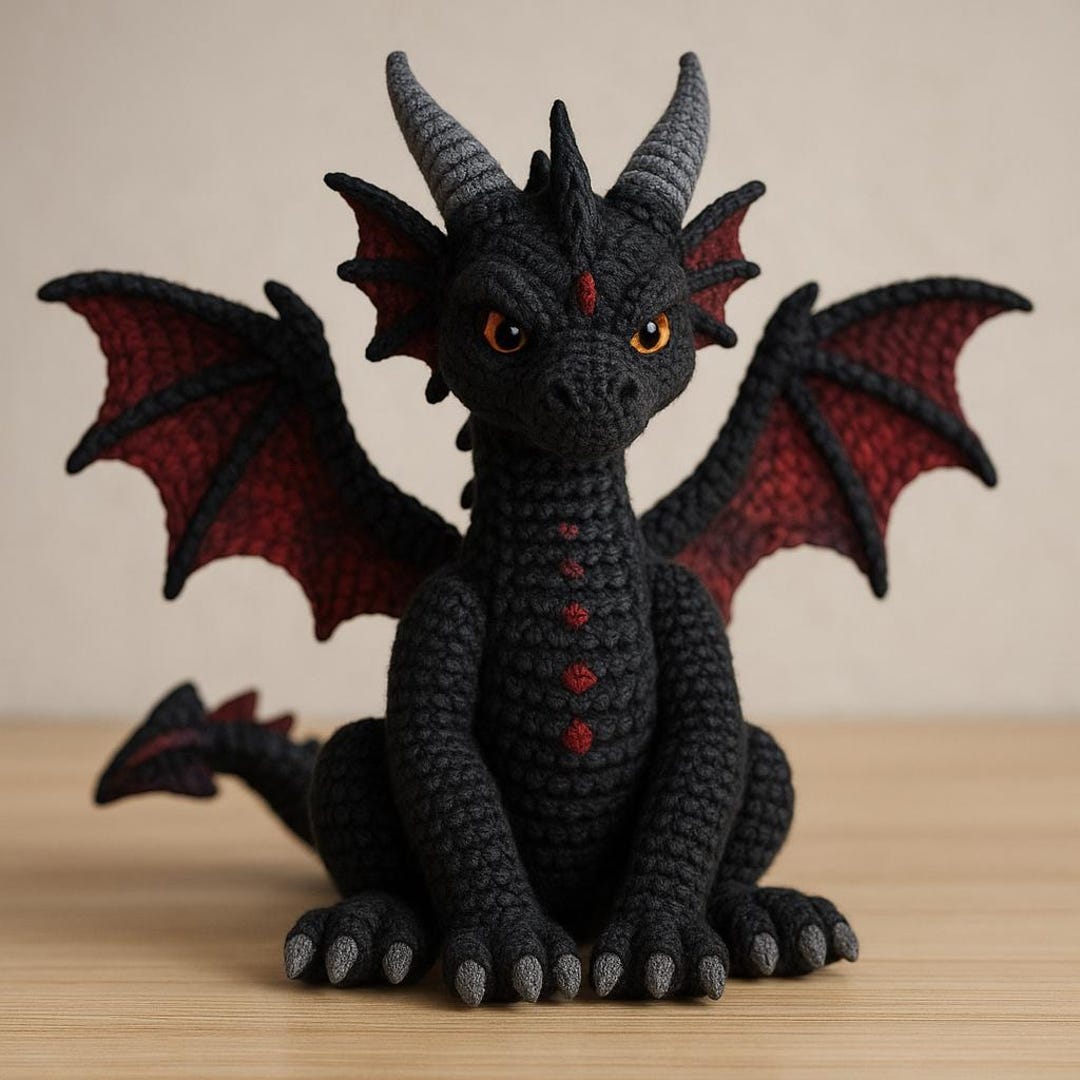 Realistic Crochet Dragon Pattern PDF – Fierce Amigurumi Plush Toy ...