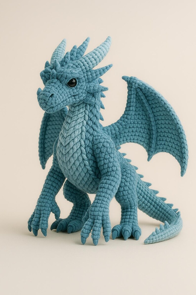 Ice Dragon Amigurumi Crochet Pattern PDF – Fierce Fantasy Plush – No ...