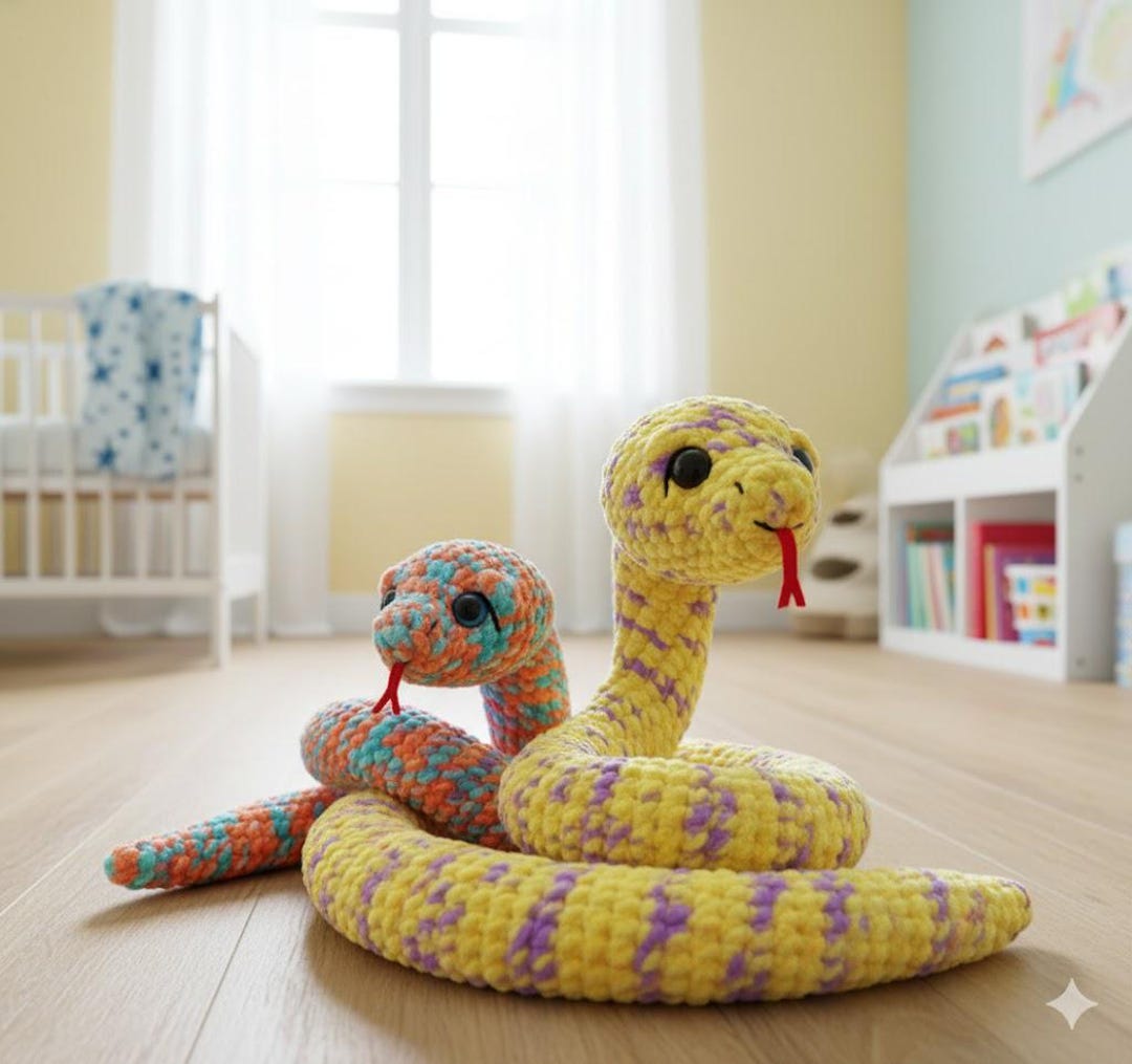 Plush Crochet Snake PDF Pattern | Amigurumi Snake Toy, Beginner ...