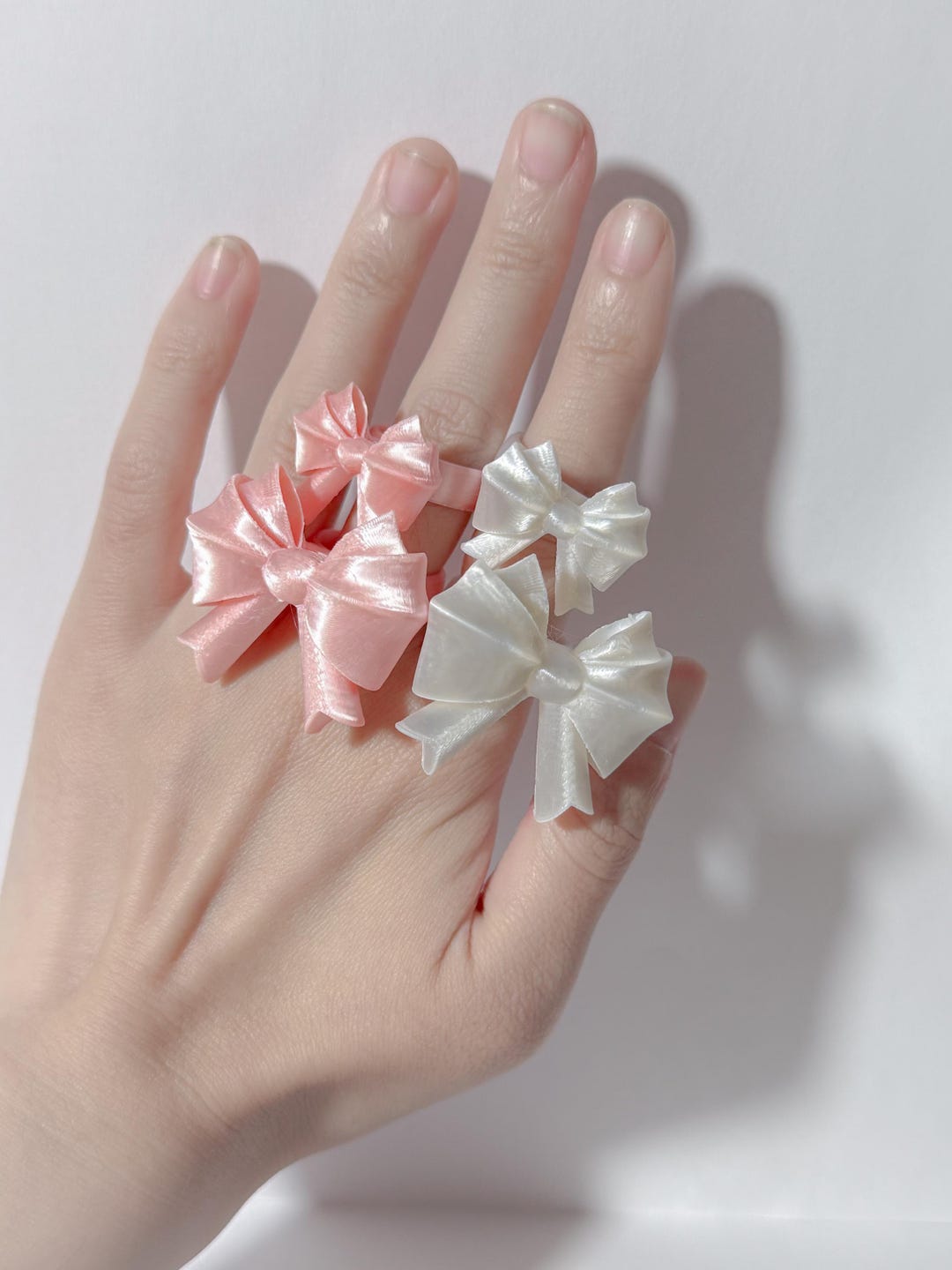 Barbiecore Dainty 3D Printed Bow Ring, Unique Cute Balletcore Ribbon ...