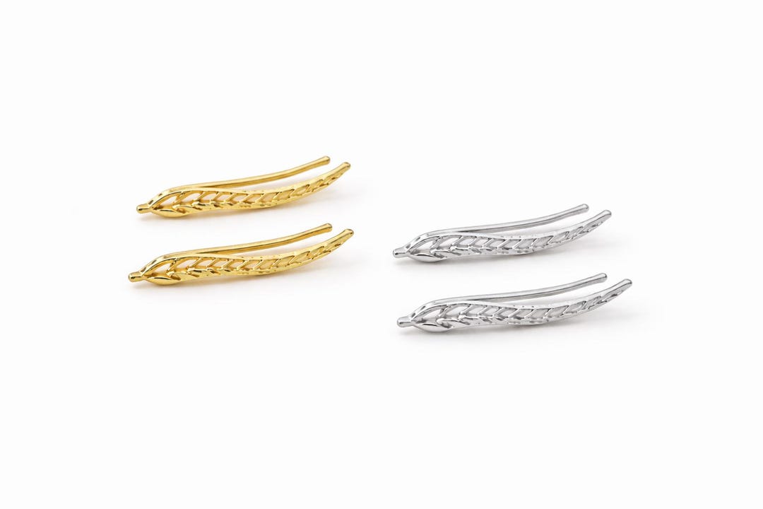 Leaf Ear Crawler Earrings | Gold or Silver Dainty Climber Gift for Mum ...