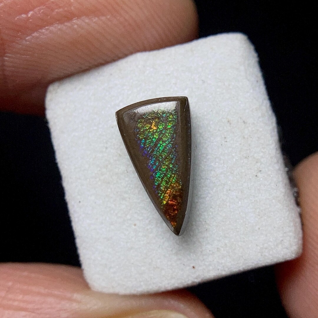 Natural Ammolite Fossil Cabochon - 1.50 Cts 8.8x4.8x3.4 MM - Vibrant ...