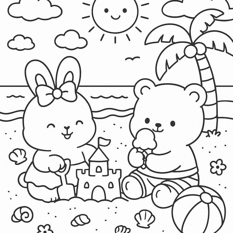 Coquette Coloring Book – 20 Printable Kawaii Animal Pages | Digital PDF ...