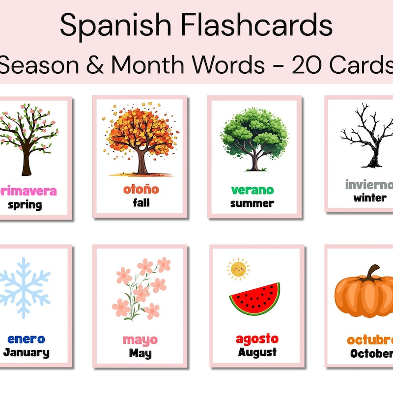 Seasons in Spanish Poster - Etsy
