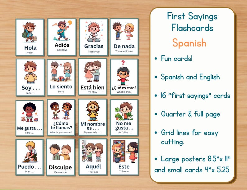 Spanish First Phrases Flashcards: Bilingual Learning for Kids (PDF ...