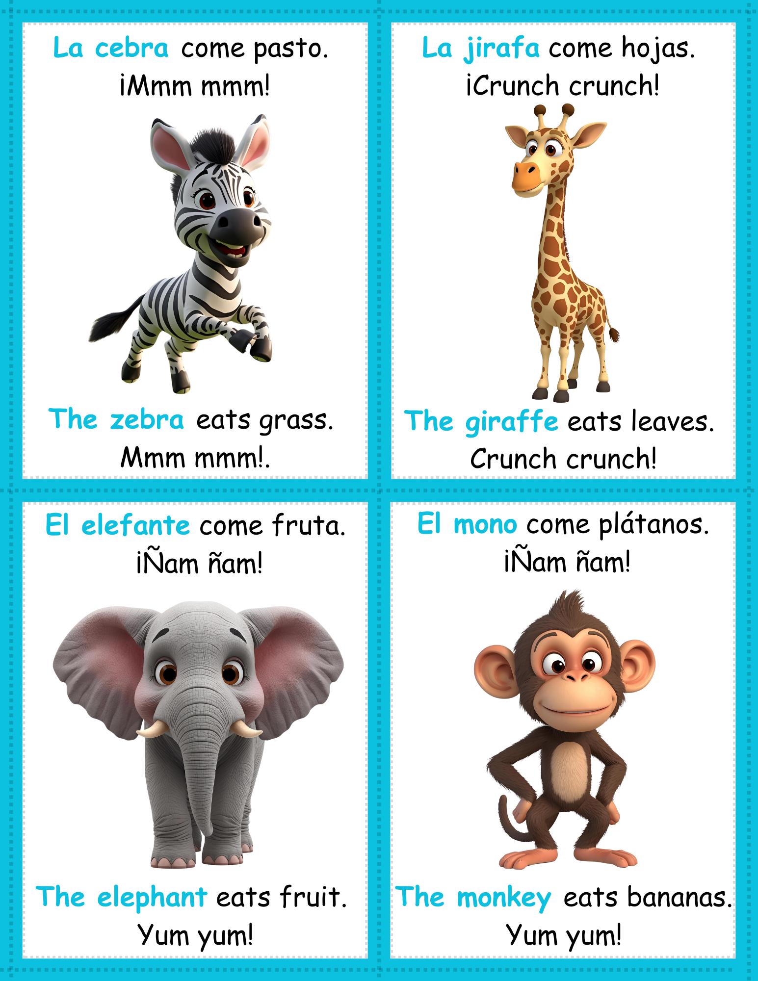 Spanish Zoo Animal Flashcards: Bilingual Learning Game (digital ...