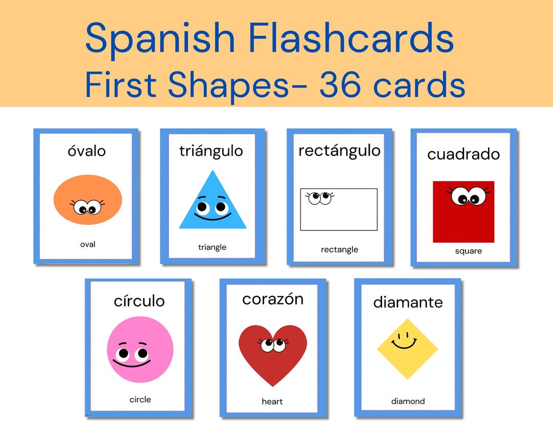 Spanish Shapes Bilingual Flashcards for Kids in Homeschool and ...