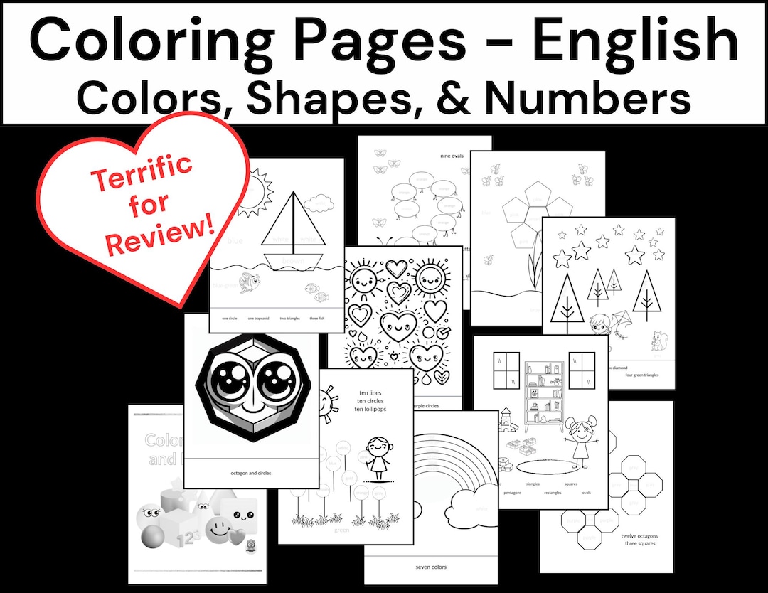 English Coloring Worksheets: Learn Colors, Shapes, Numbers (PDF ...