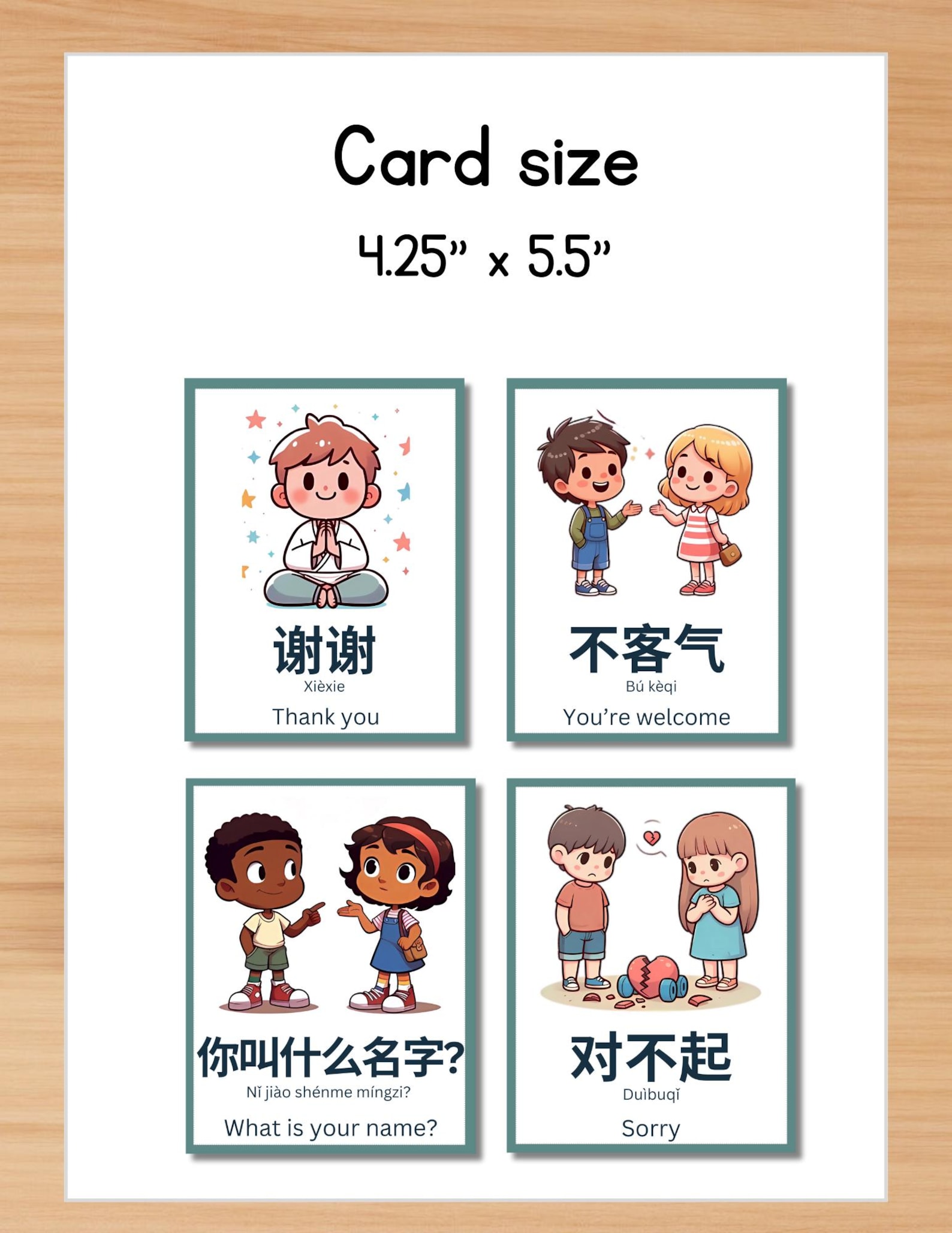 Mandarin Chinese Flashcards for Kids: Beginner Phrases (printable Cards ...