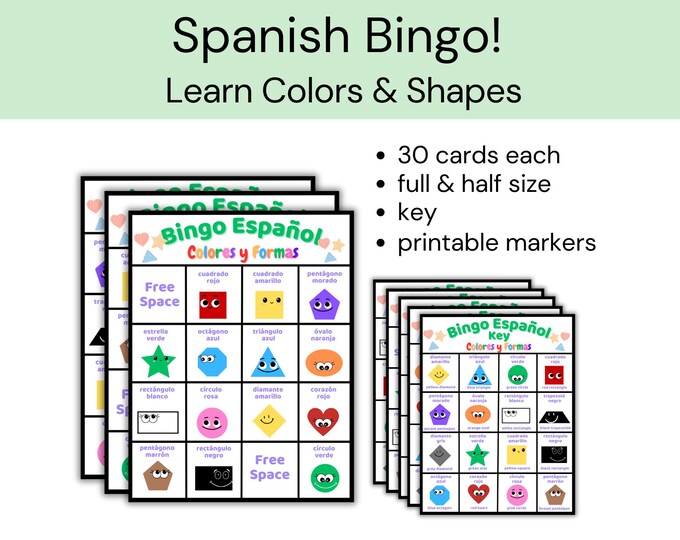Spanish Bingo Games Bundle, Printable Spanish Learning Activity for ...