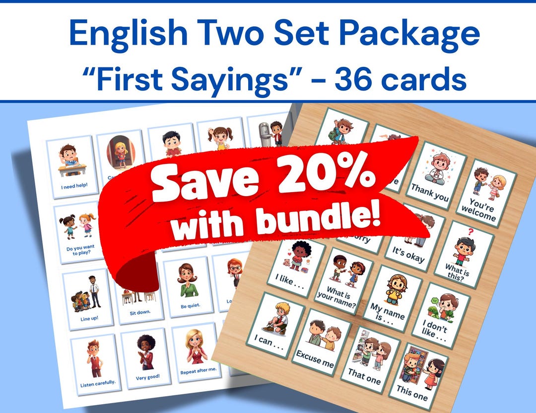 First Sayings and School Phrases Flashcards Bundle for ESL English ...
