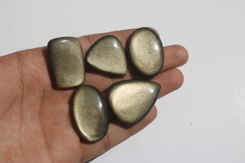 Natural Golden Obsidian Cabochon Gemstone for Jewelry Making – AAA High ...