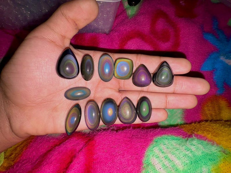 Rainbow Obsidian Cabochon: Natural High Polish Gemstone for Jewelry - Etsy