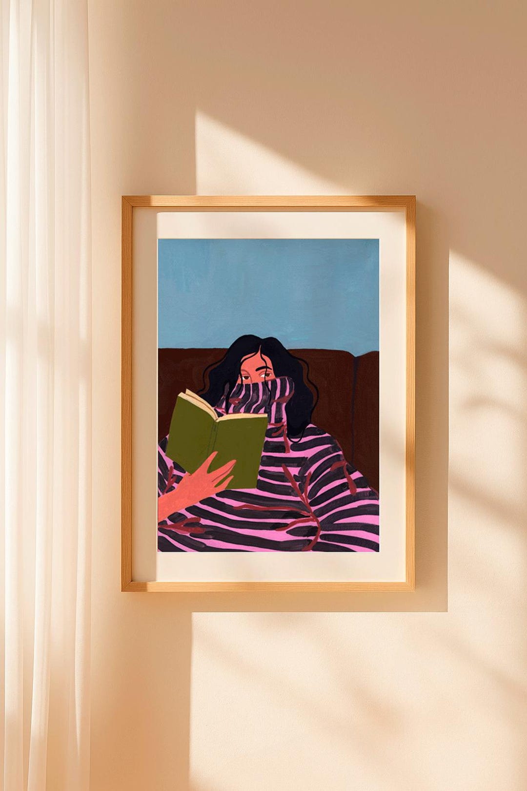 Reading Woman Art Print: Cozy Gouache Illustration (digital Download ...