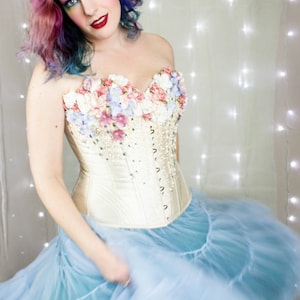 Hand Beaded Silk Flower Burlesque Corset - Flower Fairies - Etsy
