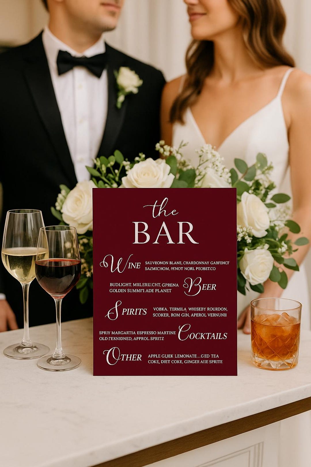 Wedding Bar Menu Sign Template: Customizable Canva Design (digital ...