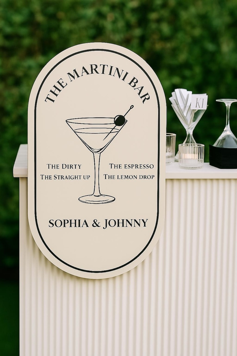 Martini Bar Menu Sign Template: Wedding Cocktail Menu (canva Editable ...