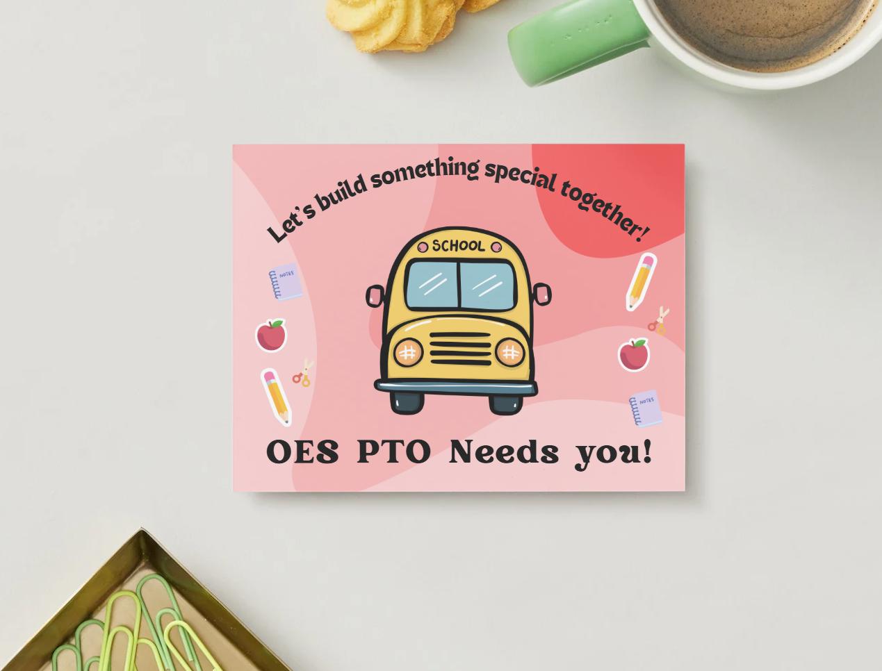 Editable PTO Recruitment Postcard Template | Canva Template for Parent ...