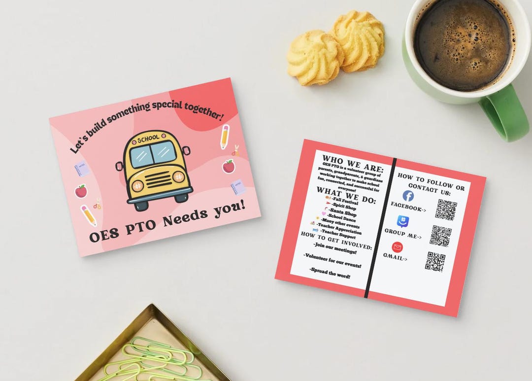 Editable PTO Recruitment Postcard Template | Canva Template for Parent ...