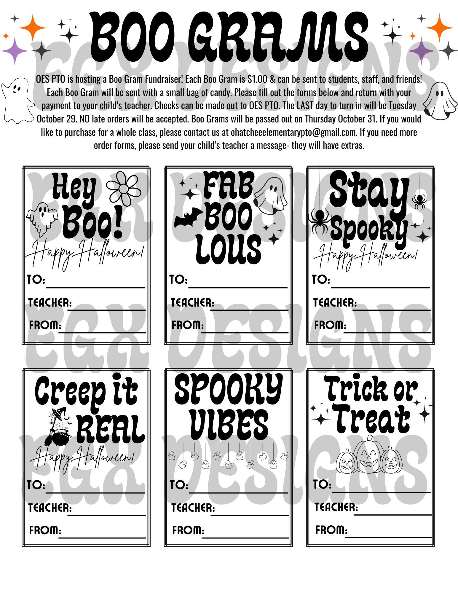 Digital Editable Boo Grams Flyer | Pto-pta-school | Halloween- Boo ...