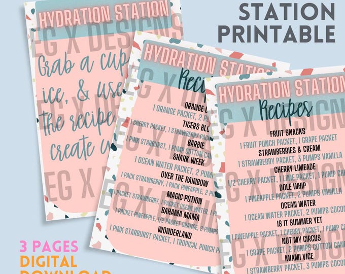 Hydration Station Recipe Printable | Teacher Appreciation | Staff Party ...
