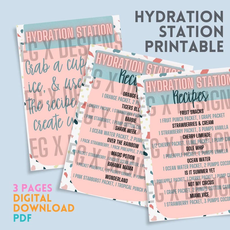 Hydration Station Recipe Printable | Teacher Appreciation | Staff Party ...