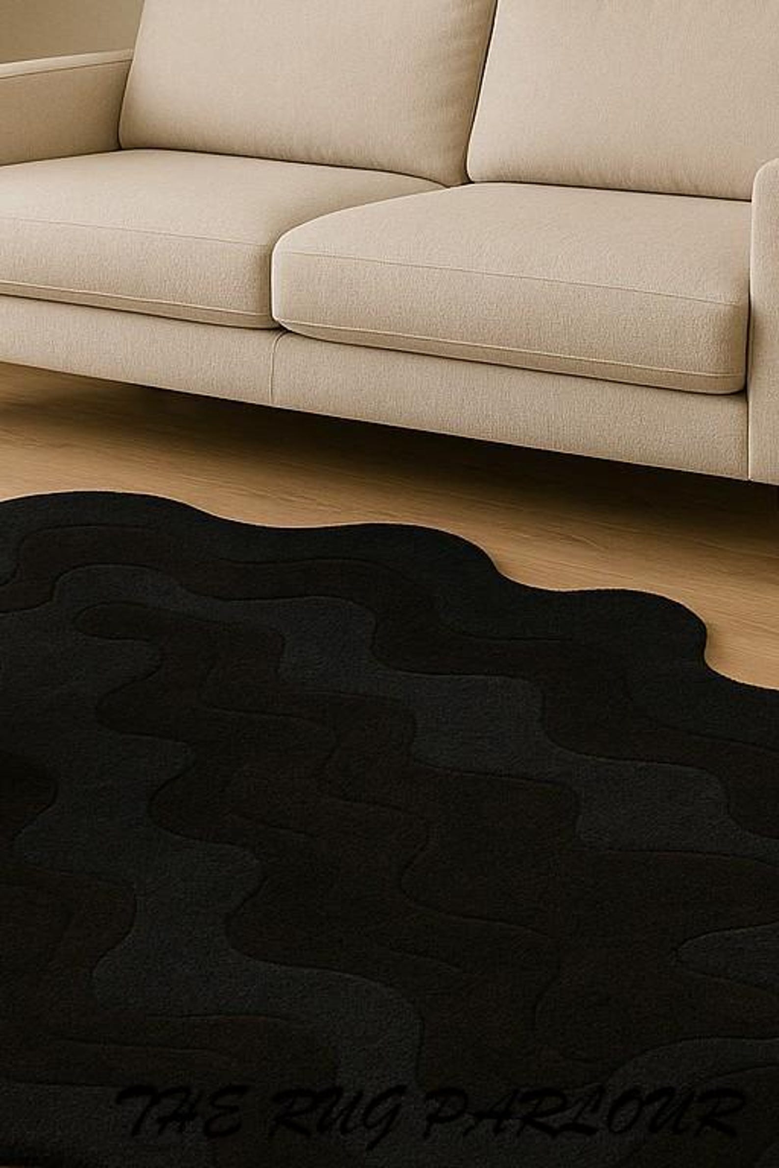 Black Wavy Blob Rug: Modern Tufted Abstract Carpet - Etsy