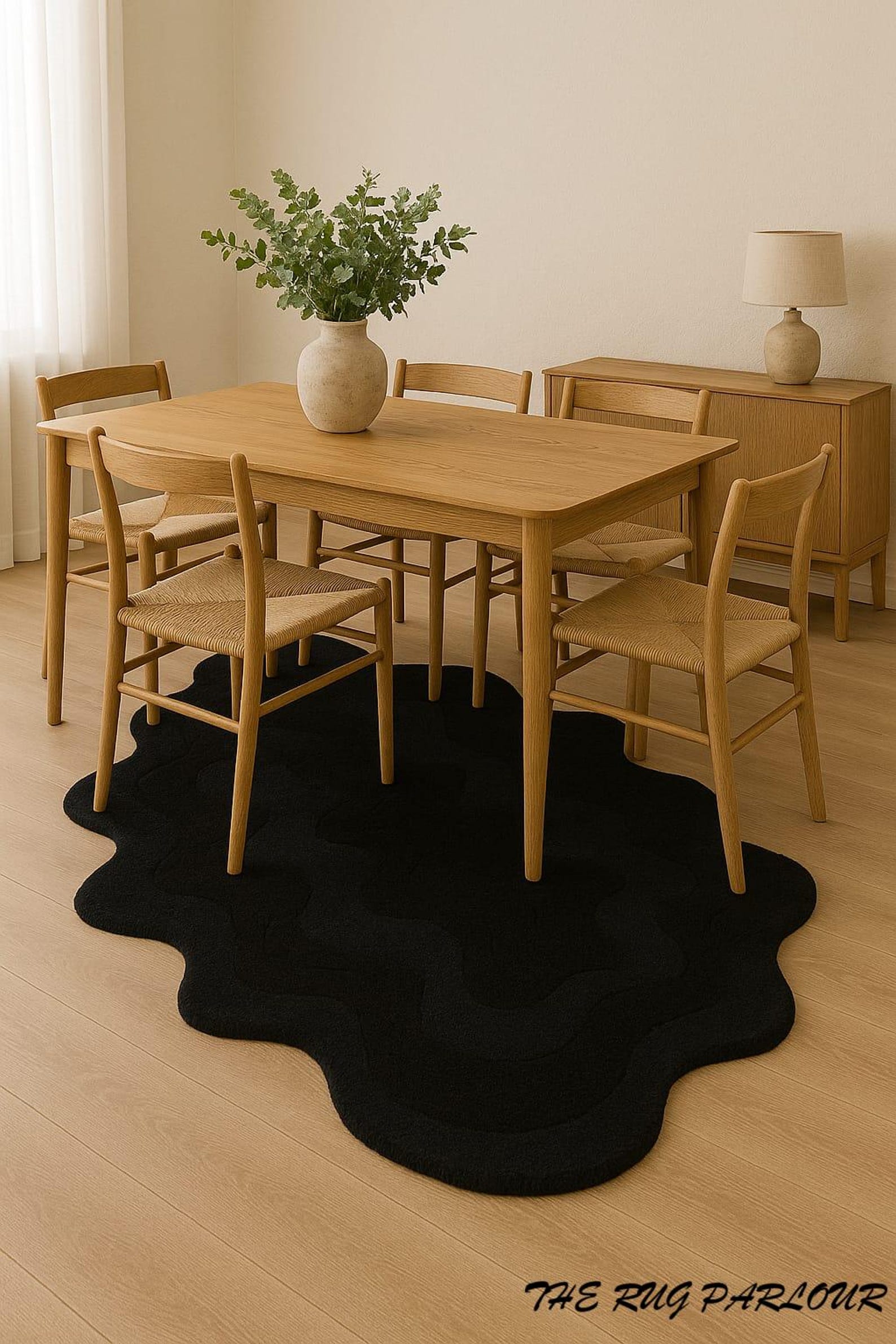 Black Wavy Blob Rug: Modern Tufted Abstract Carpet - Etsy
