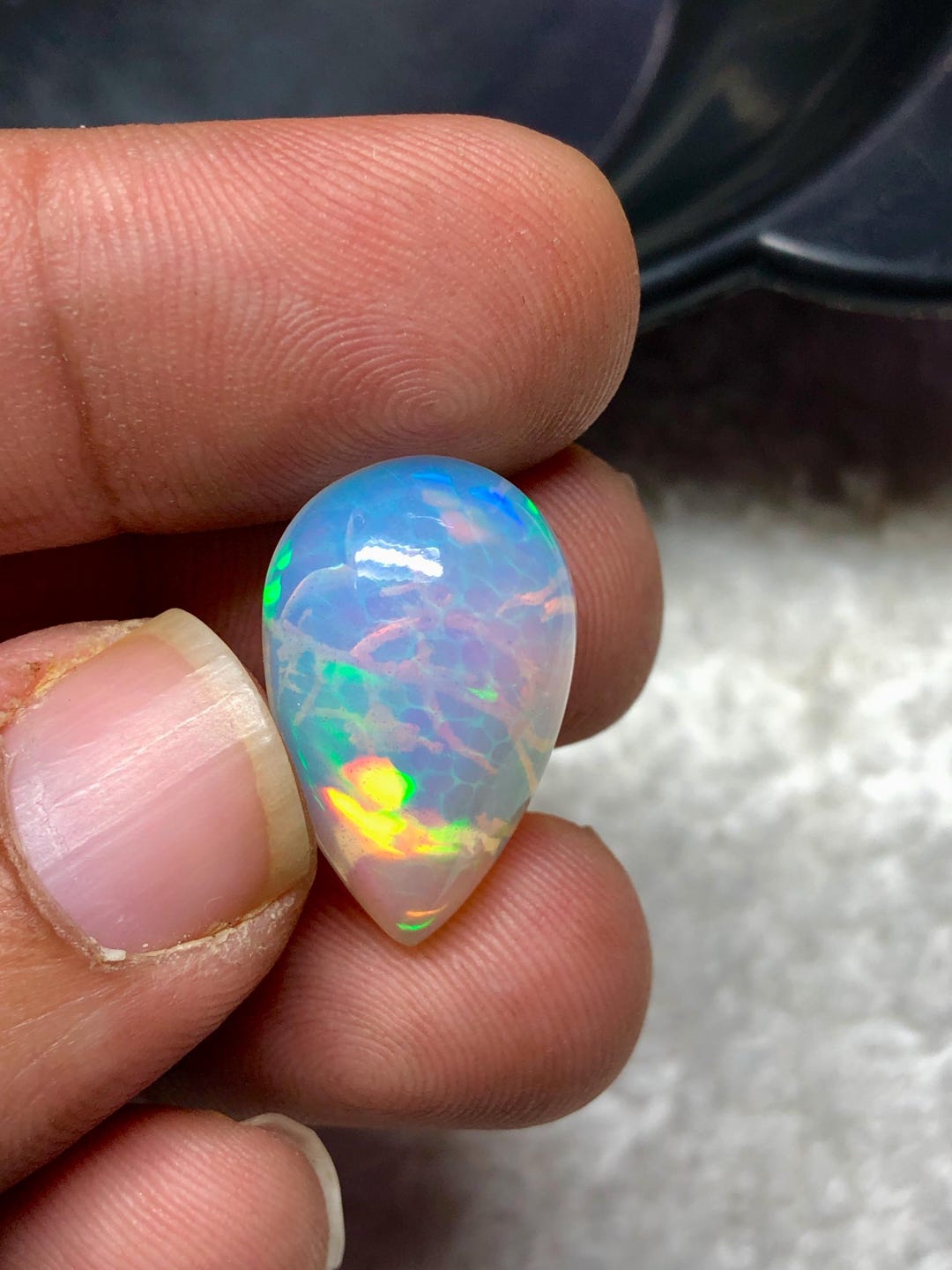 7 Carat Ethiopian Welo Fire Opal Cabochon: Natural Tree Root Gemstone ...