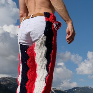Crochet Chaps Red White and Blue Stripes and Pompoms - Etsy