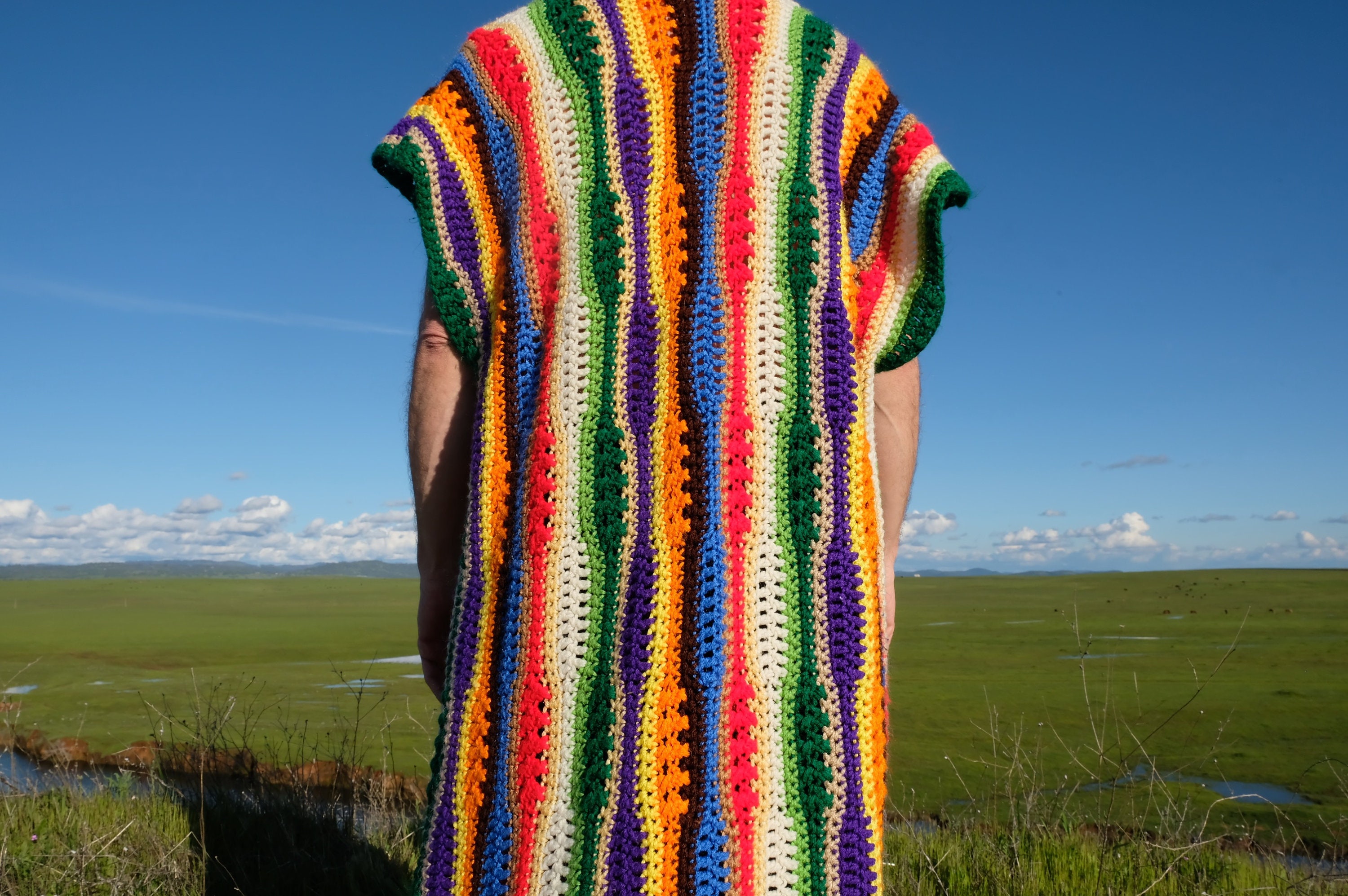 Crochet Muumuu Rainbow Stripes M