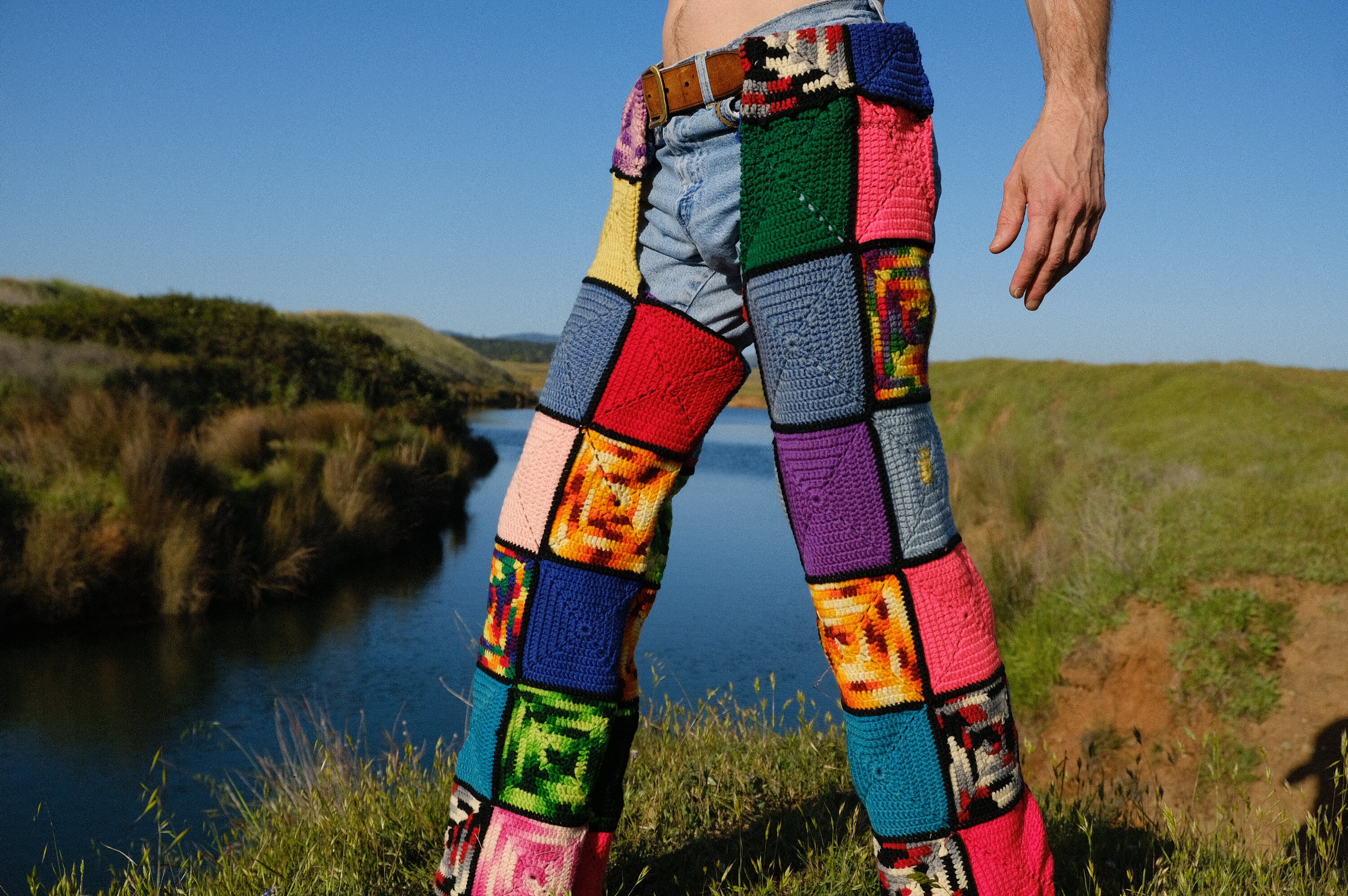 Crochet Chaps Multicolor Squares and Spirals Wool S