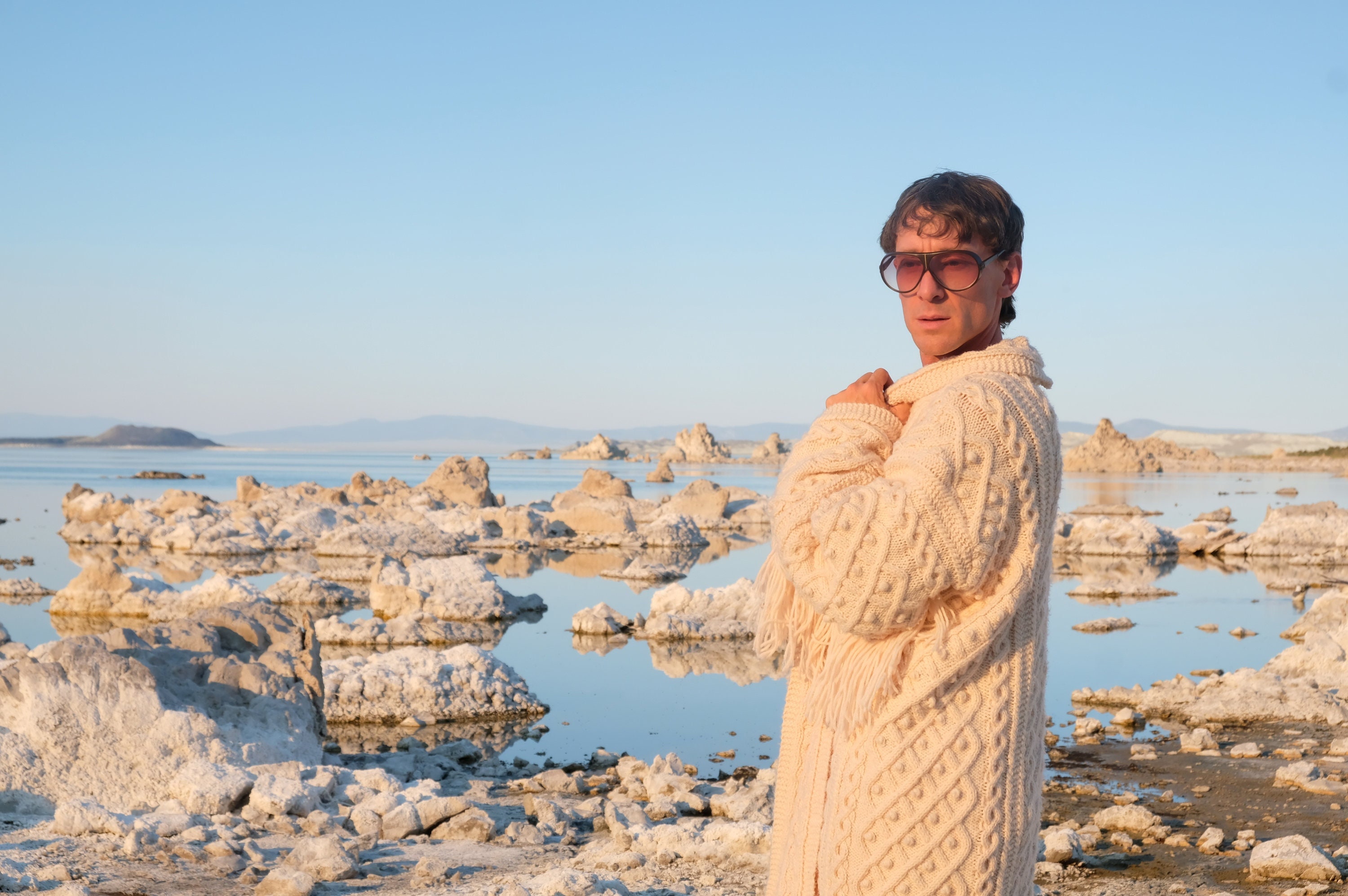 Knit Sweater Robe Long Fringe Cables Plush White L but fits larger and ...