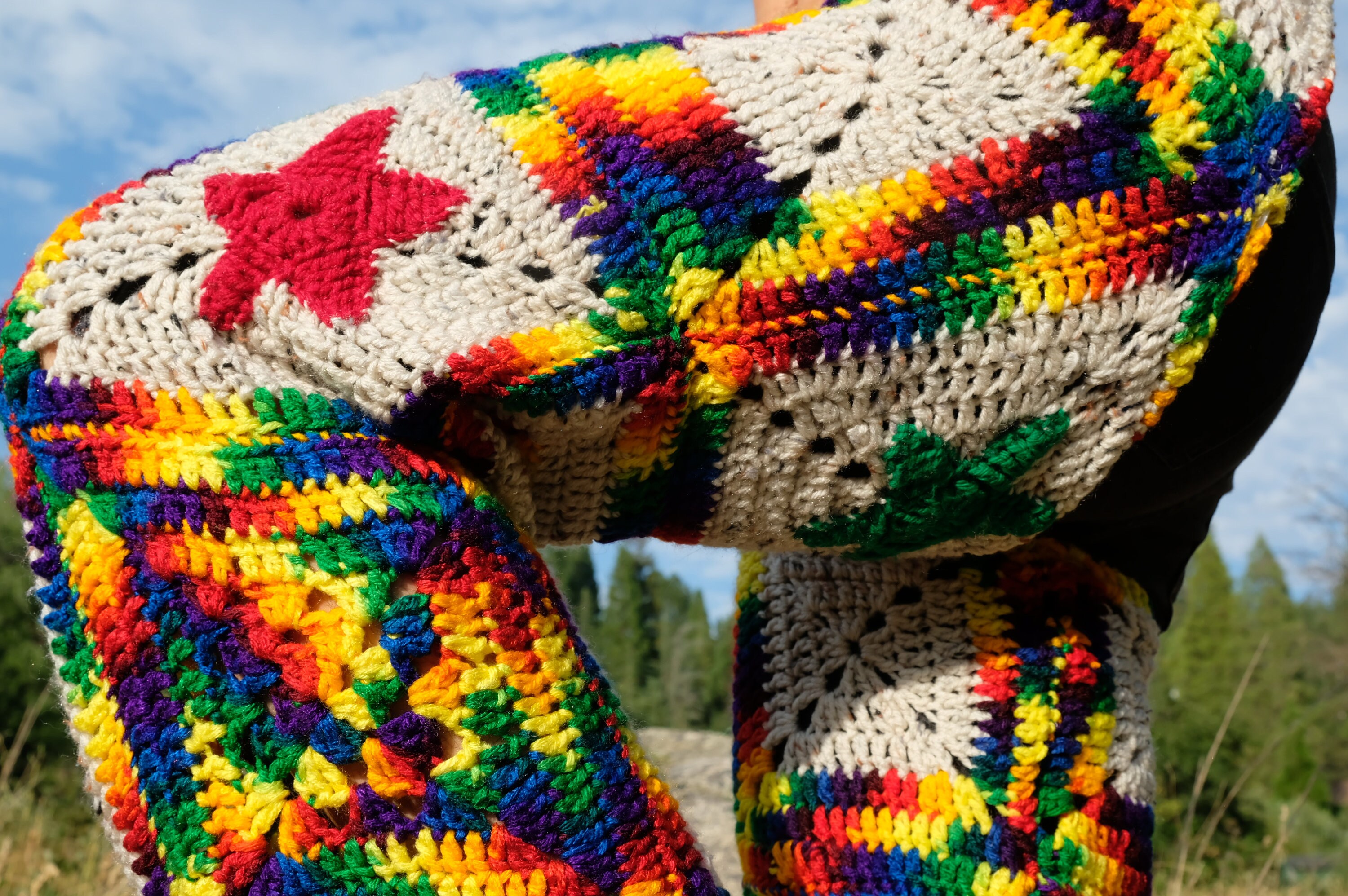 Crochet Chaps Multicolor Squares and Rainbow Stars M