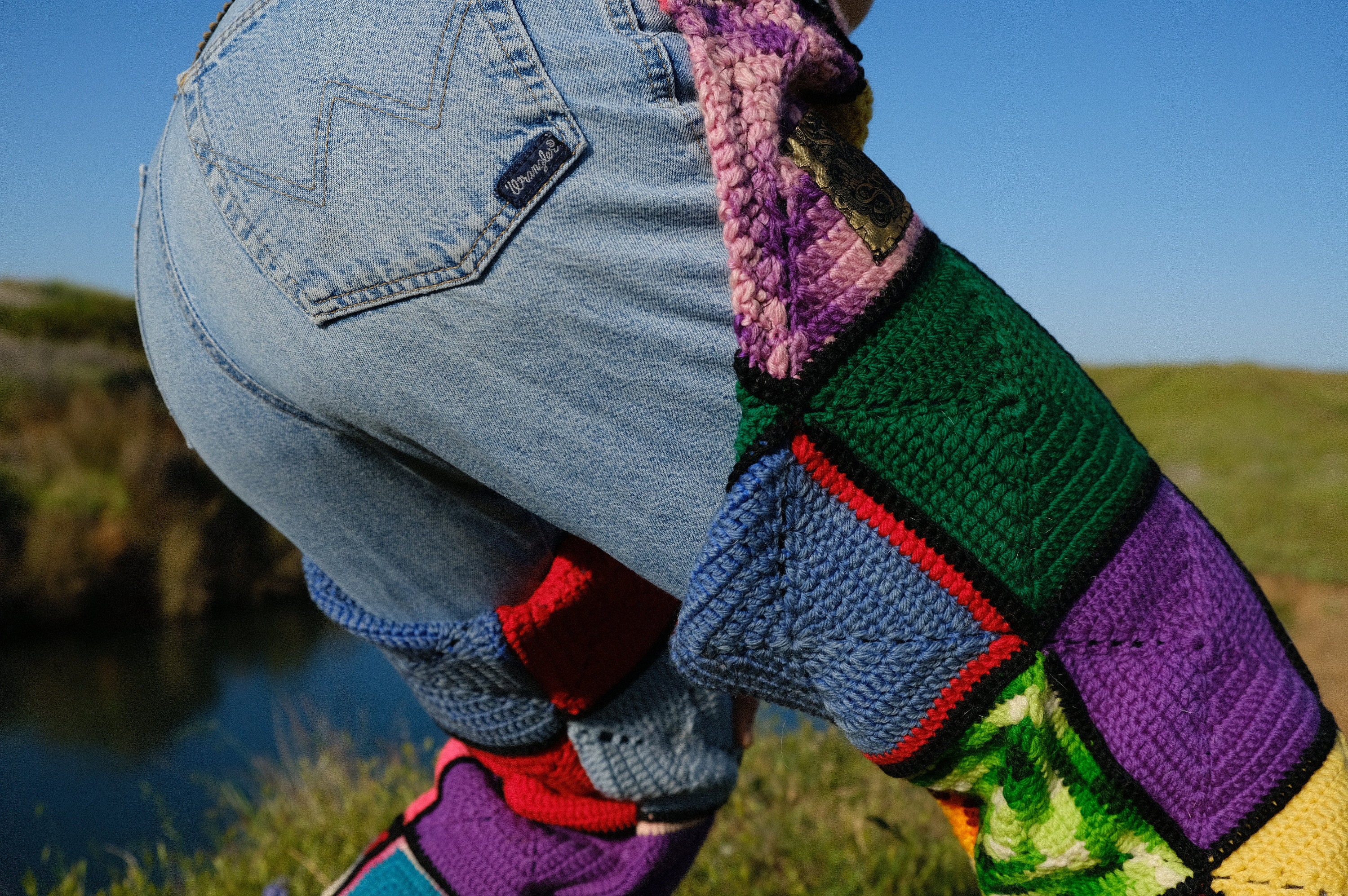 Crochet Chaps Multicolor Squares and Spirals Wool S