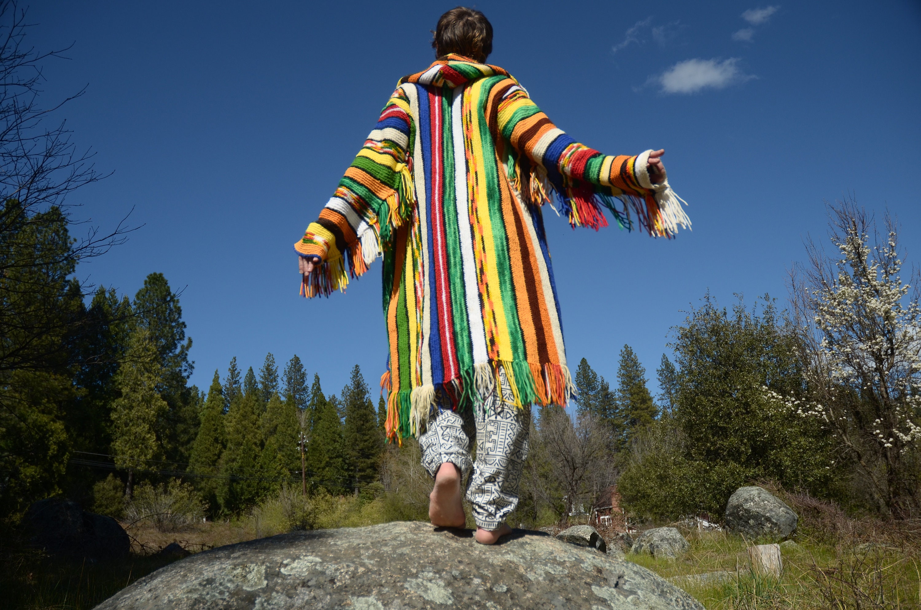 Crochet Robe Southwest Stripes and Fringe