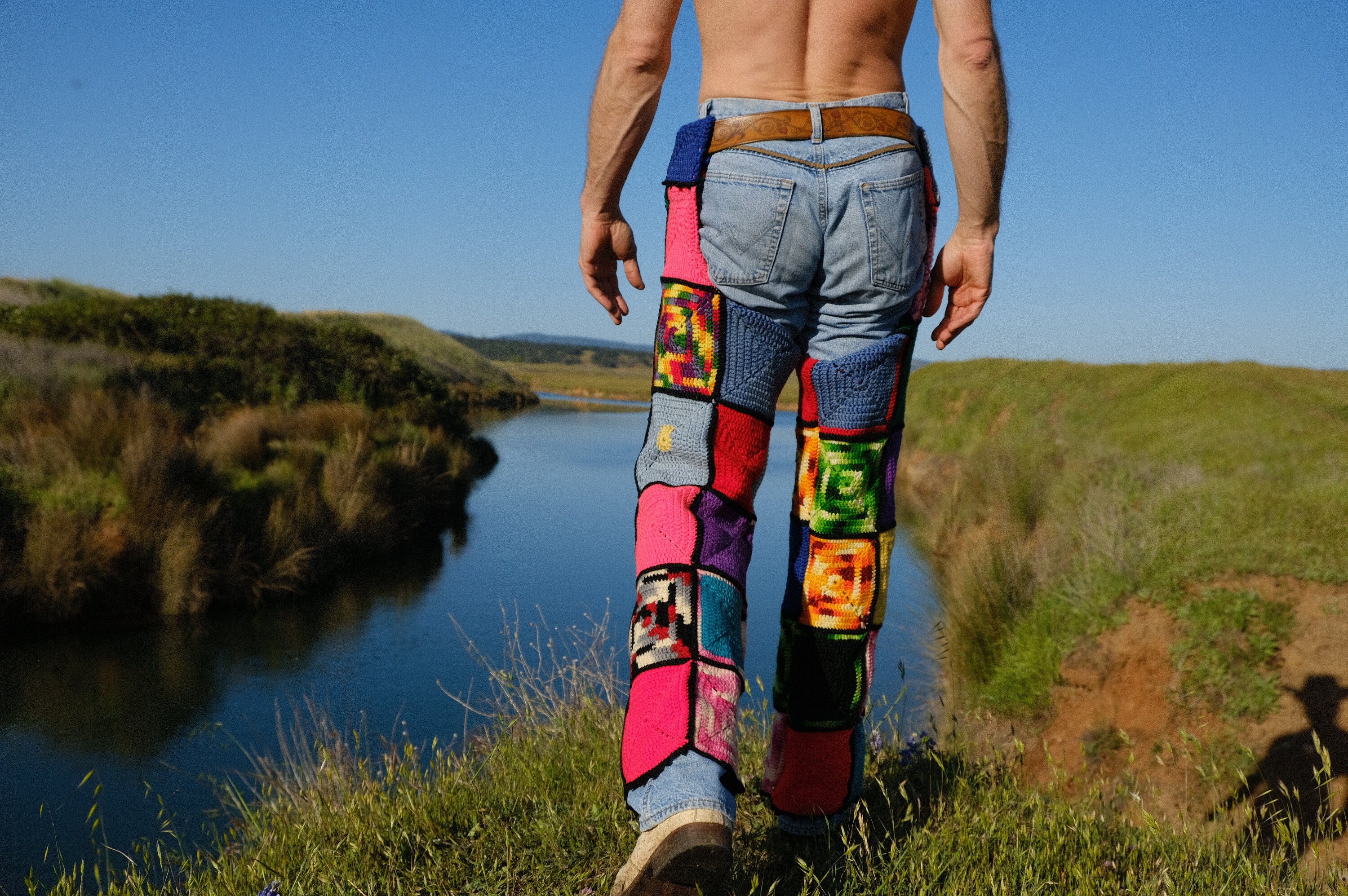 Crochet Chaps Multicolor Squares and Spirals Wool S