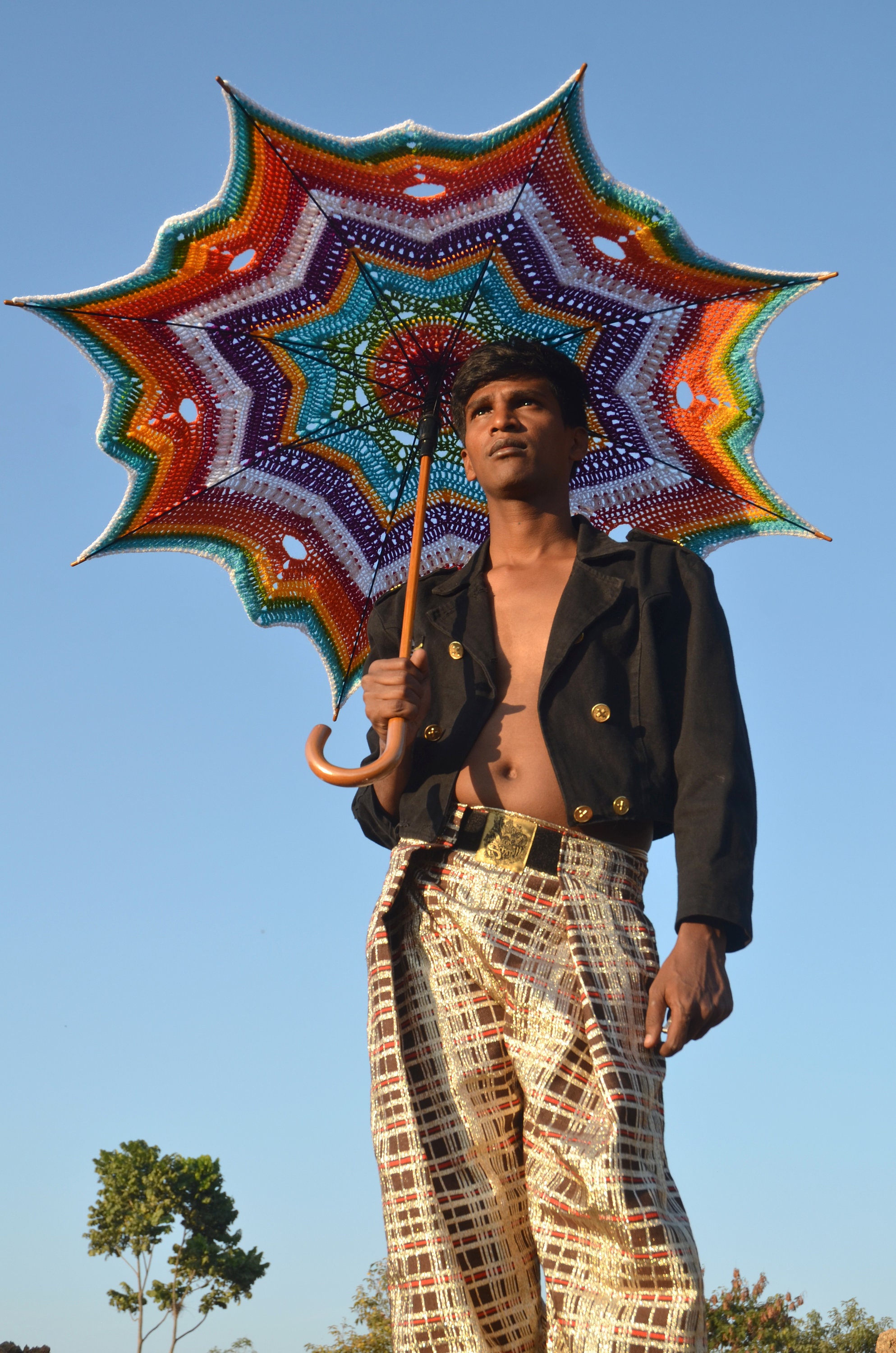 Crochet Parasol Rainbow Stars