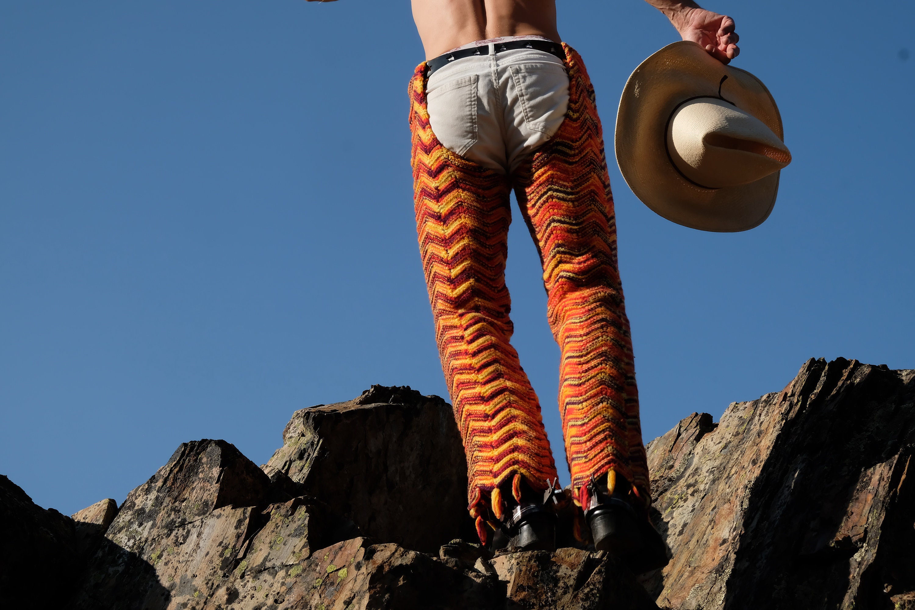 Crochet Chaps Cowboy Boot-Cut Wild Wool Disco Flares S