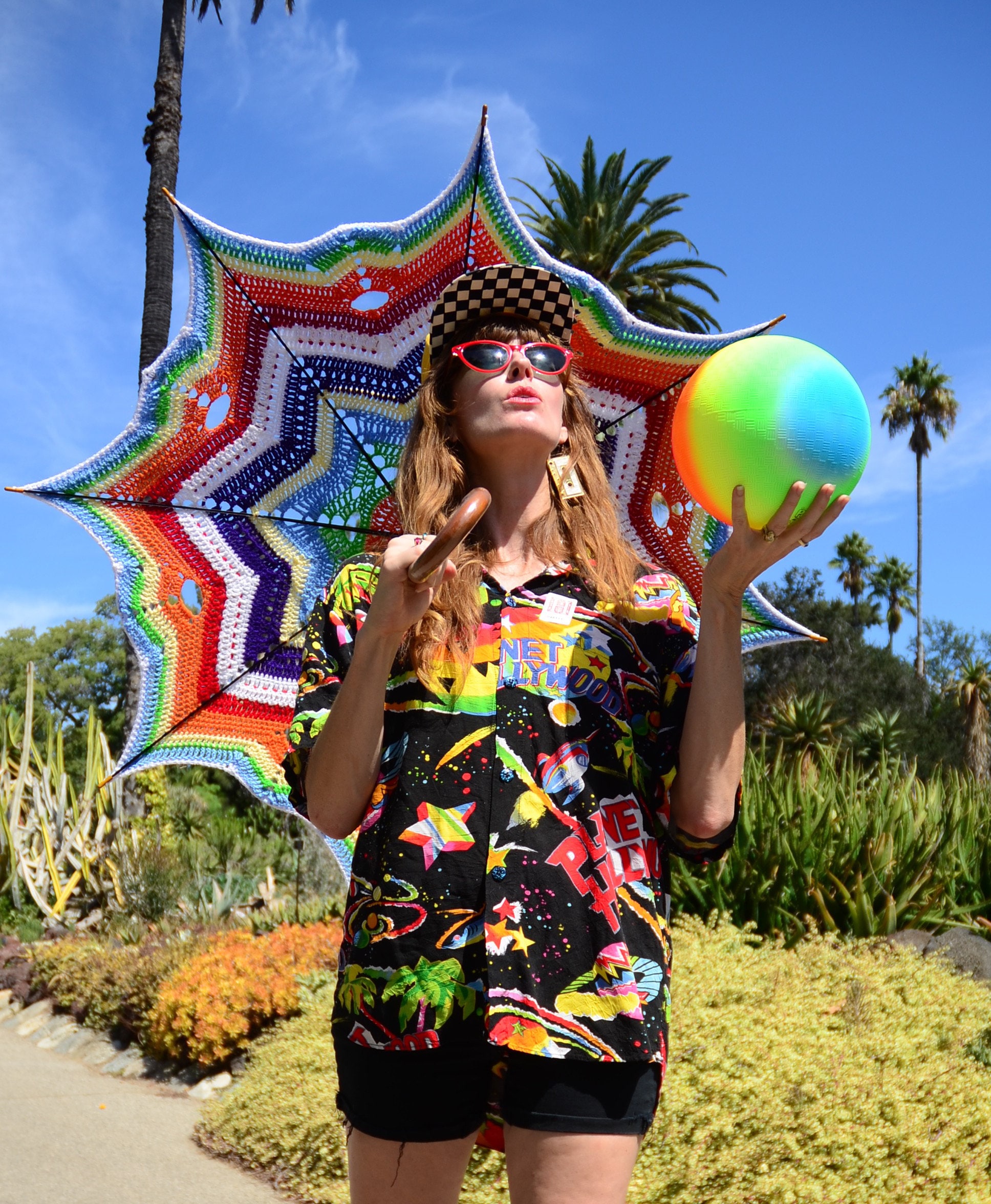 Crochet Parasol Rainbow Stars