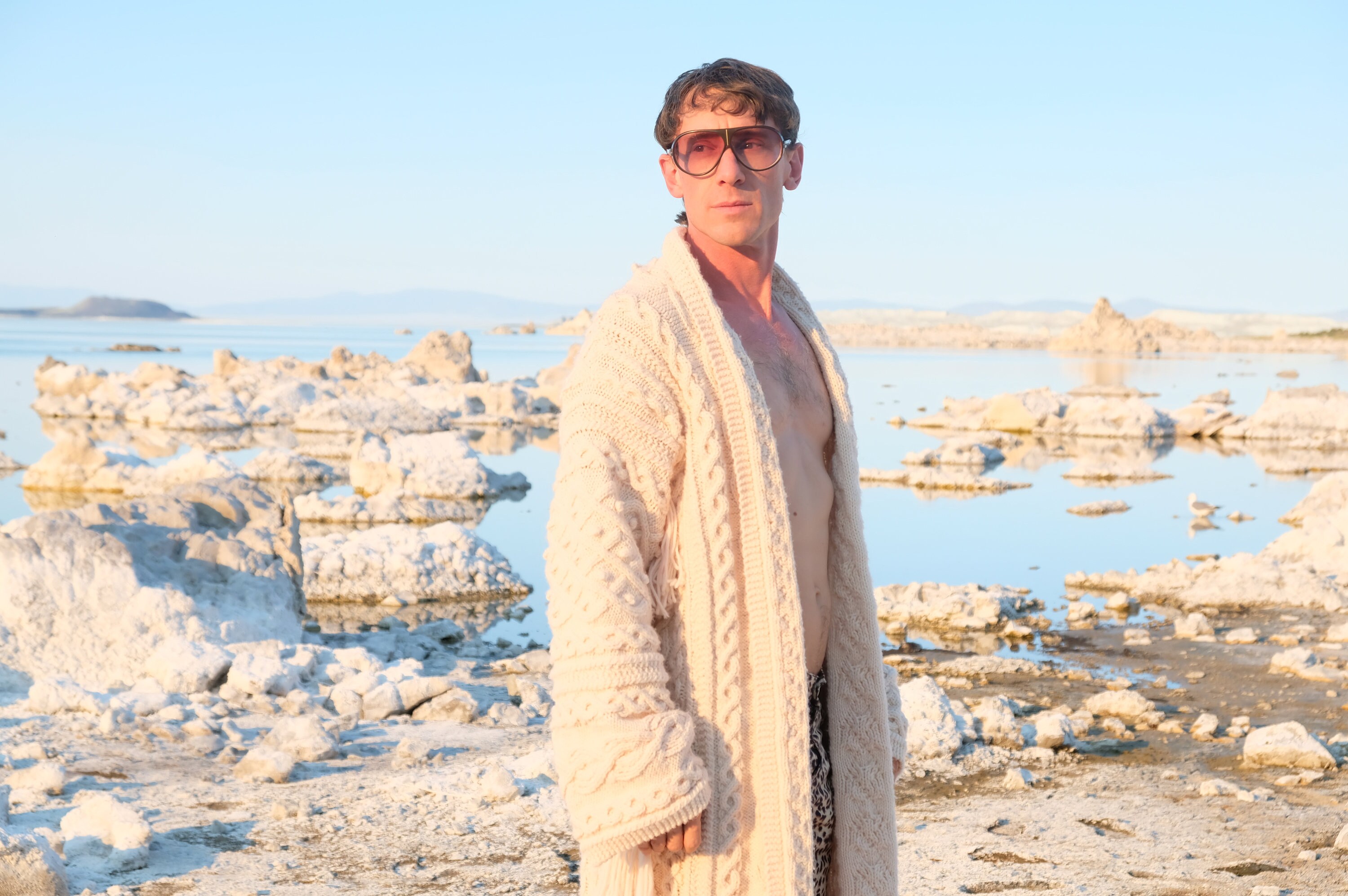 Knit Sweater Robe Long Fringe Cables Plush White L but fits larger and ...