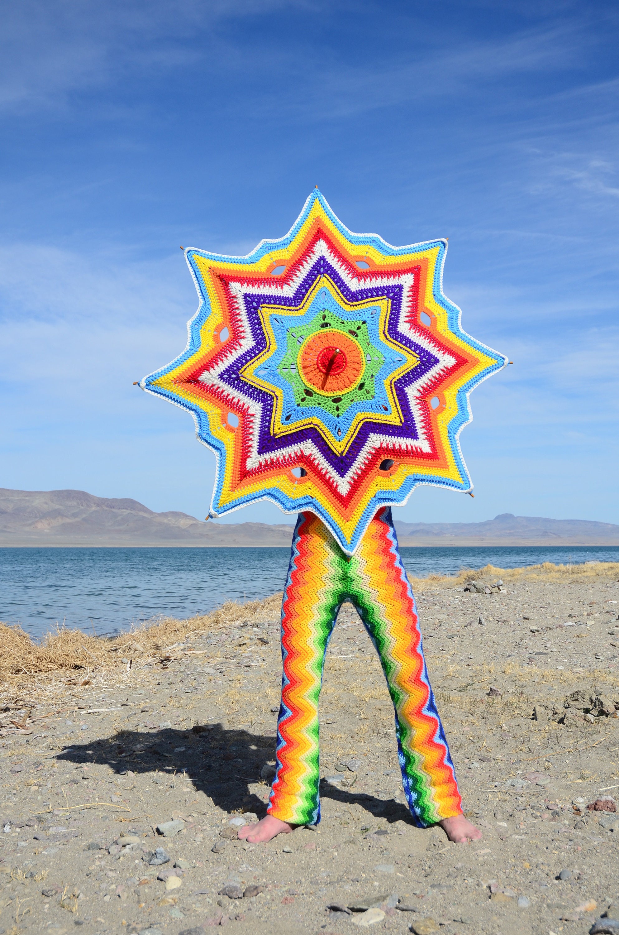 Crochet Parasol Rainbow Stars