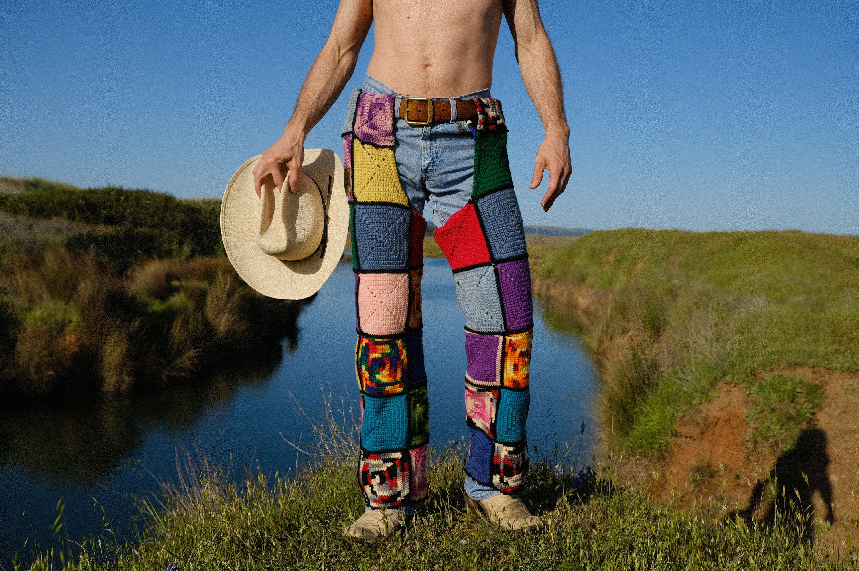 Crochet Chaps Multicolor Squares and Spirals Wool S