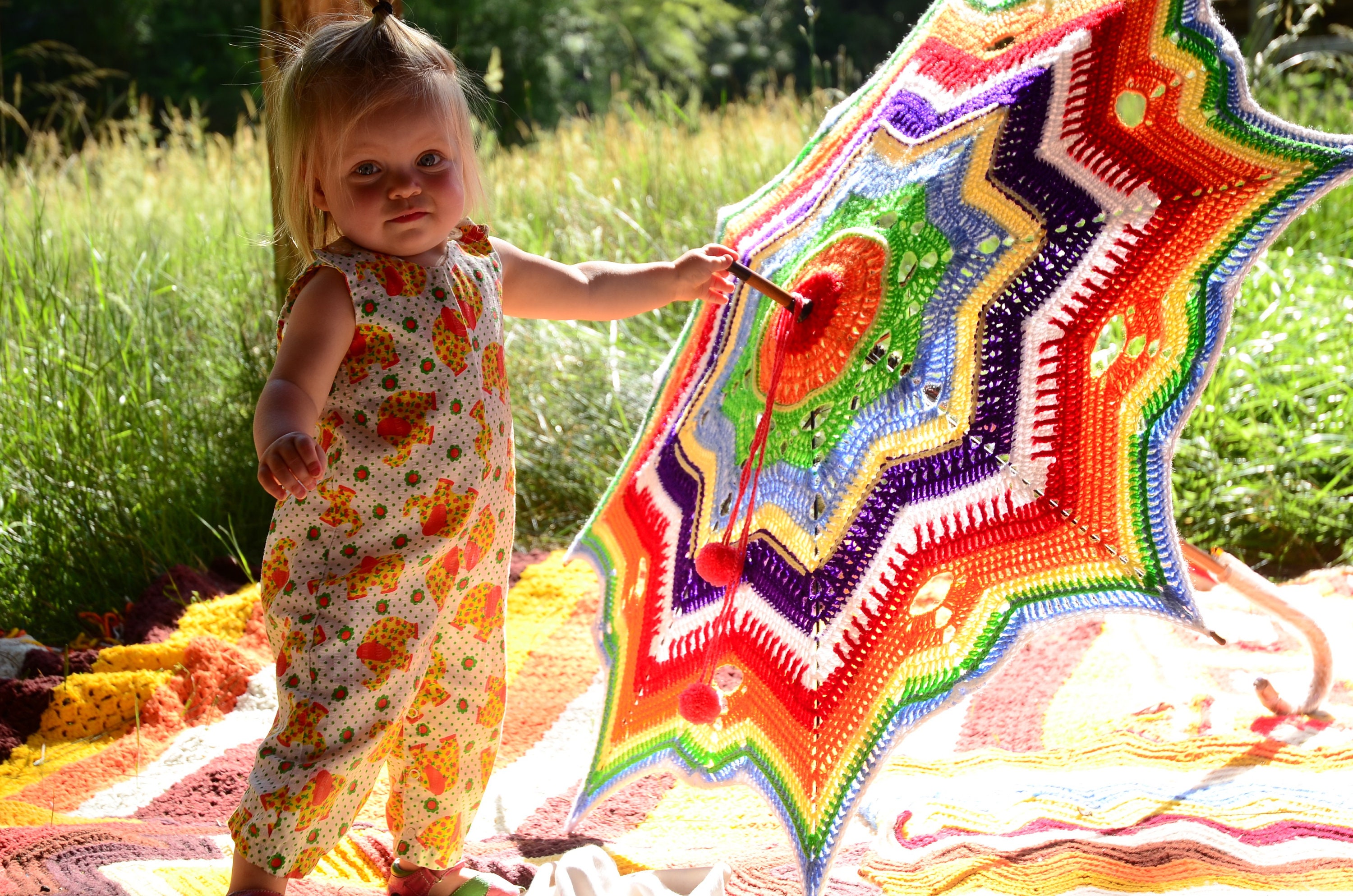 Crochet Parasol Rainbow Stars