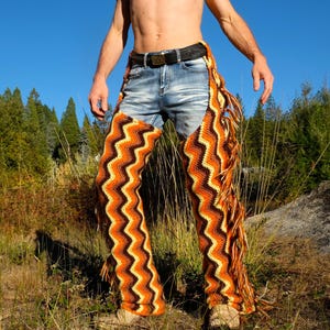Crochet Chaps Orange Yellow Tons of Side Fringe L - Etsy
