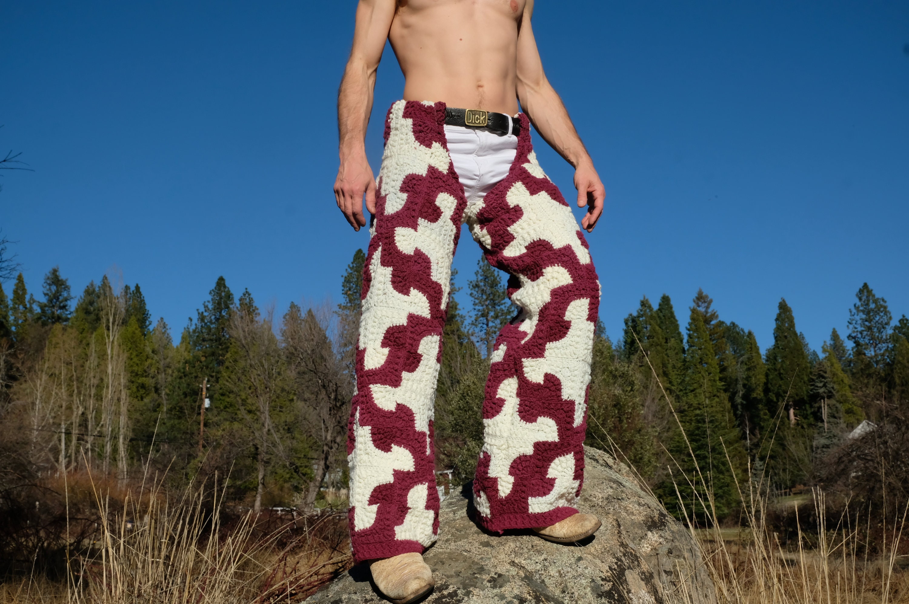 Crochet Chaps Burgundy and White Tesseract M