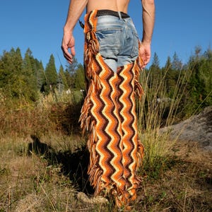 Crochet Chaps Orange Yellow Tons of Side Fringe L - Etsy