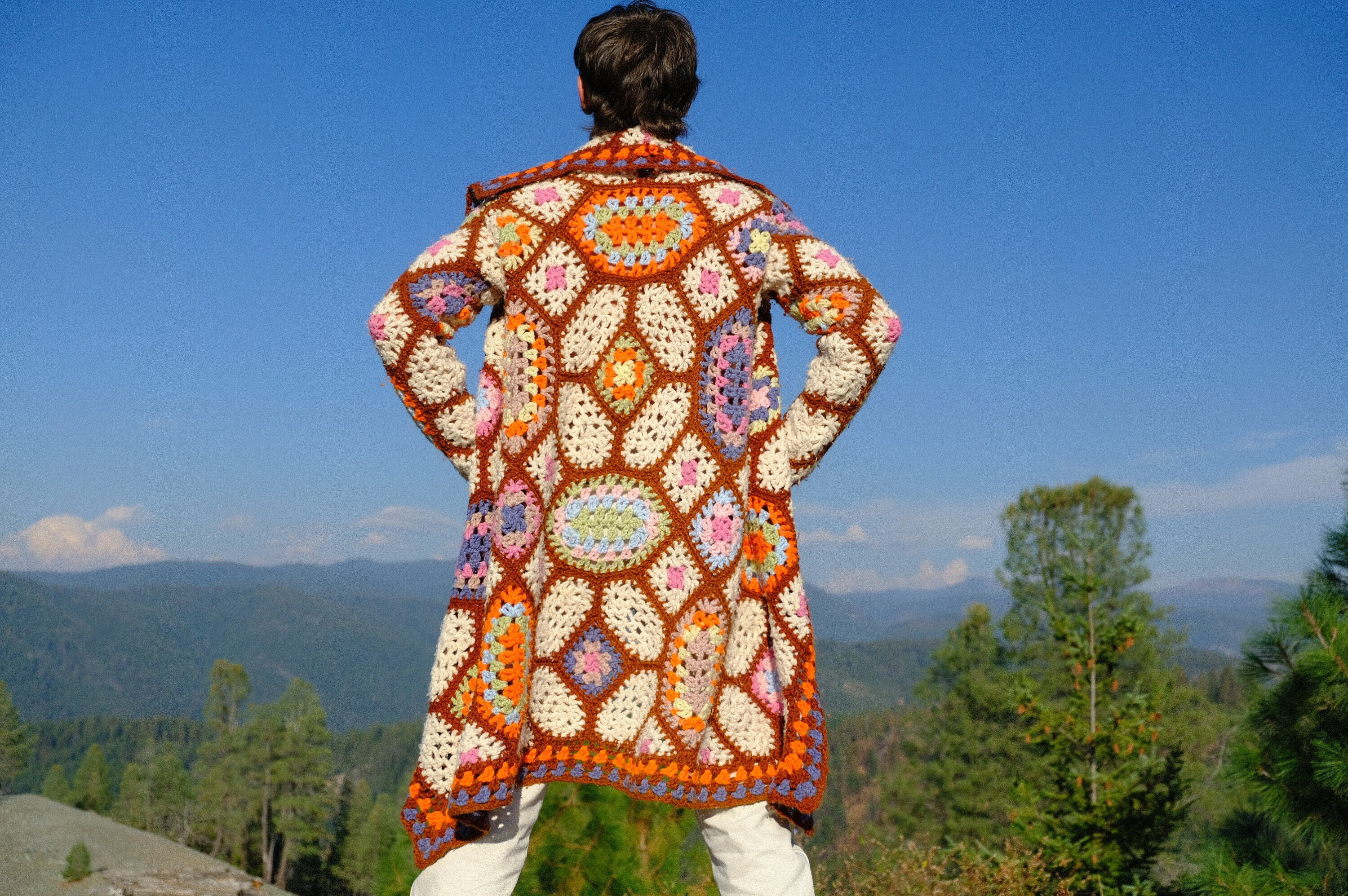 Crochet Sweater Robe Stained Glass Diamonds S