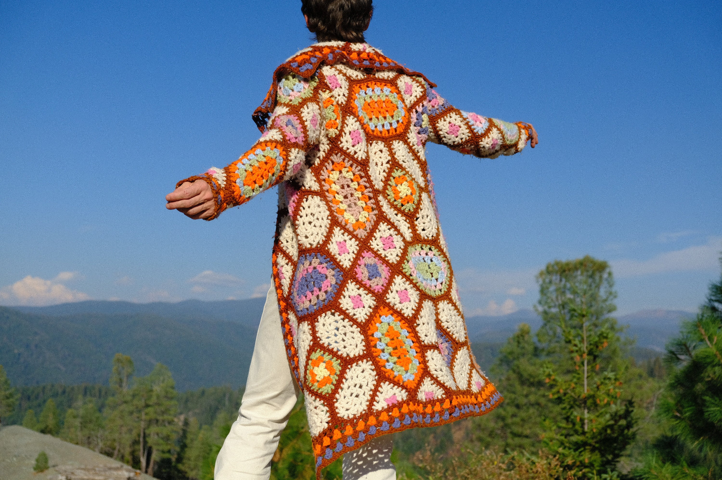 Crochet Sweater Robe Stained Glass Diamonds S