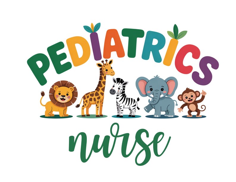 Jungle Animals Pediatrics PNG Bundle: Nurse Shirt Design (digital ...
